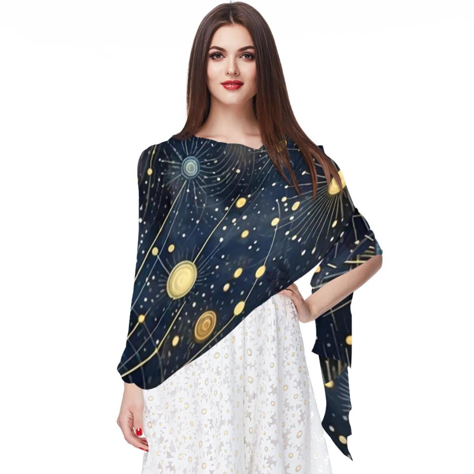Constellation Elegant Translucent Chiffon Silk Scarf, Light Breathable ...
