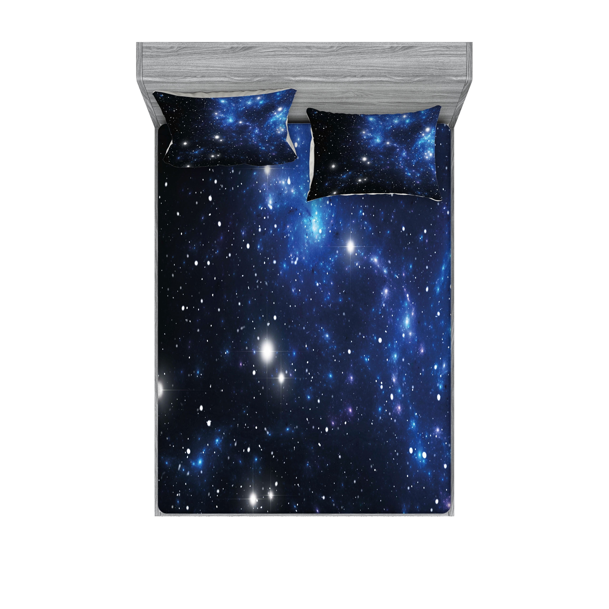 Constellation Fitted Sheet & Pillow Sham Set, Outer Space Star Nebula ...