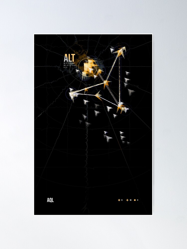 Constellation Flight Map of Aquila Poster - Walmart.com