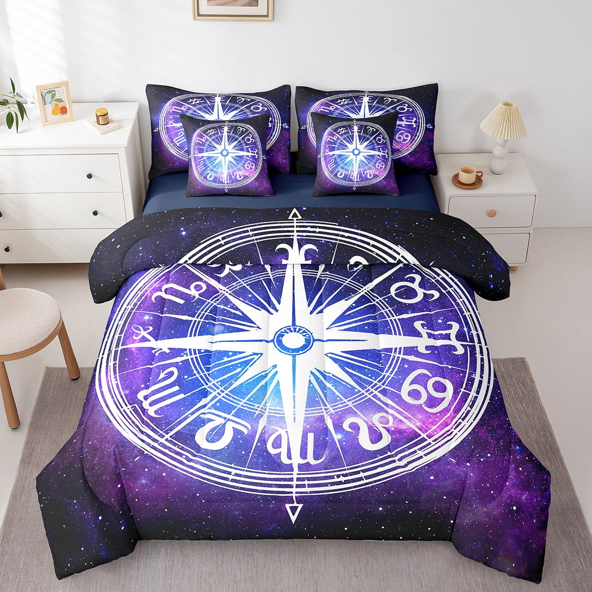 Constellation Full Bedding Set 7 Piece Zodiac Signs Comforter Set With ...