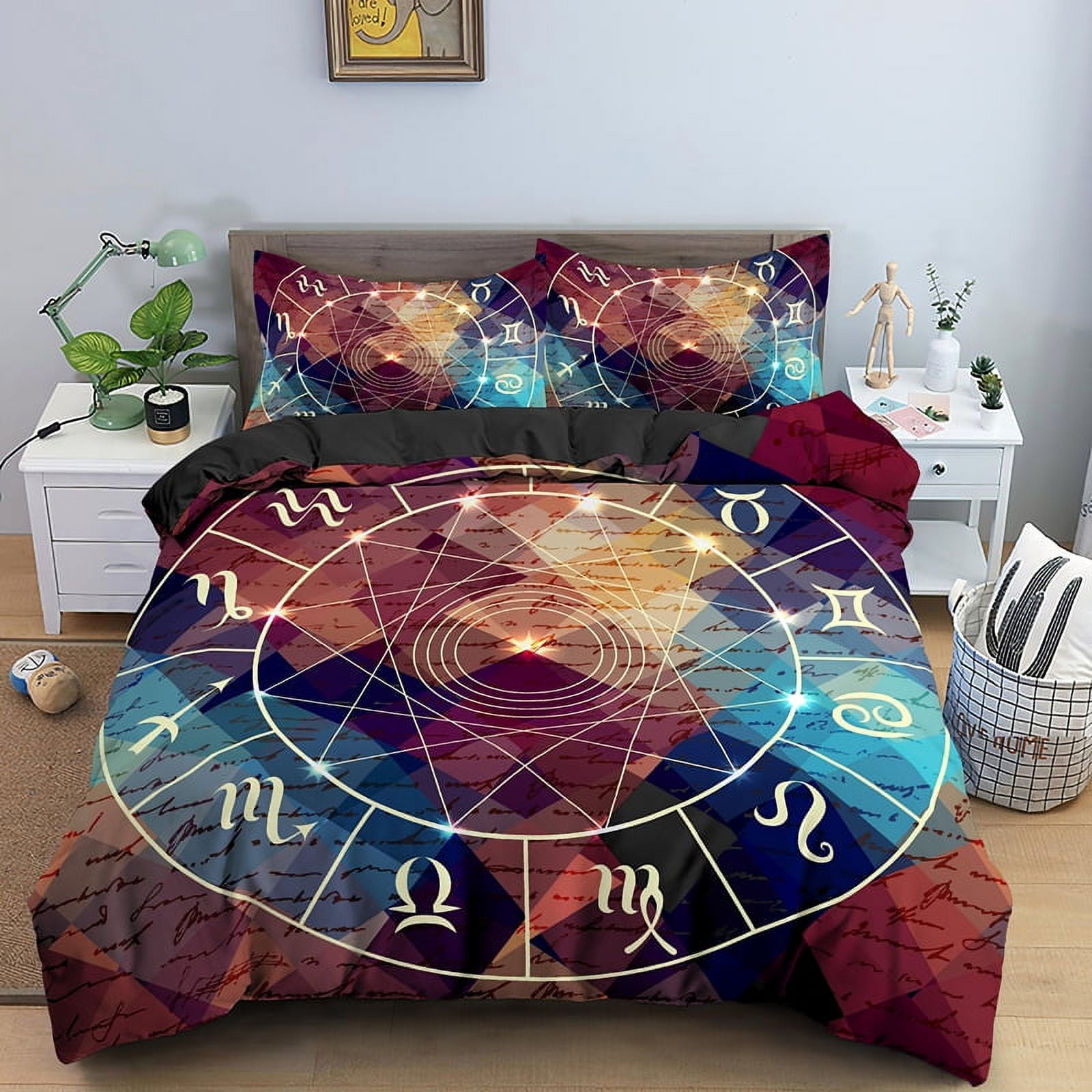 Constellation King Duvet Cover Psychedelic Galaxy Bedding Set Astrology ...