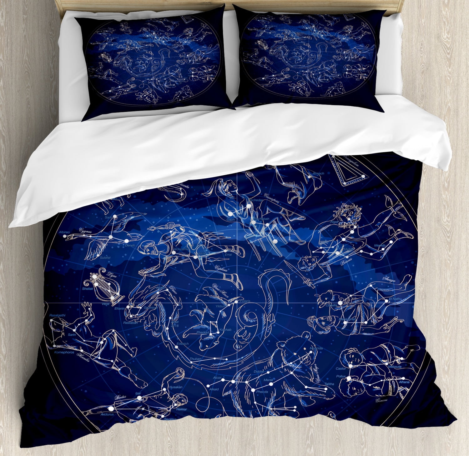 Constellation King Size Duvet Cover Set, Antique Sky Map with Hand ...
