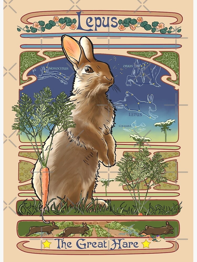 Constellation Lepus the Great Hare Art Nouveau Design Fashion Art Decor ...