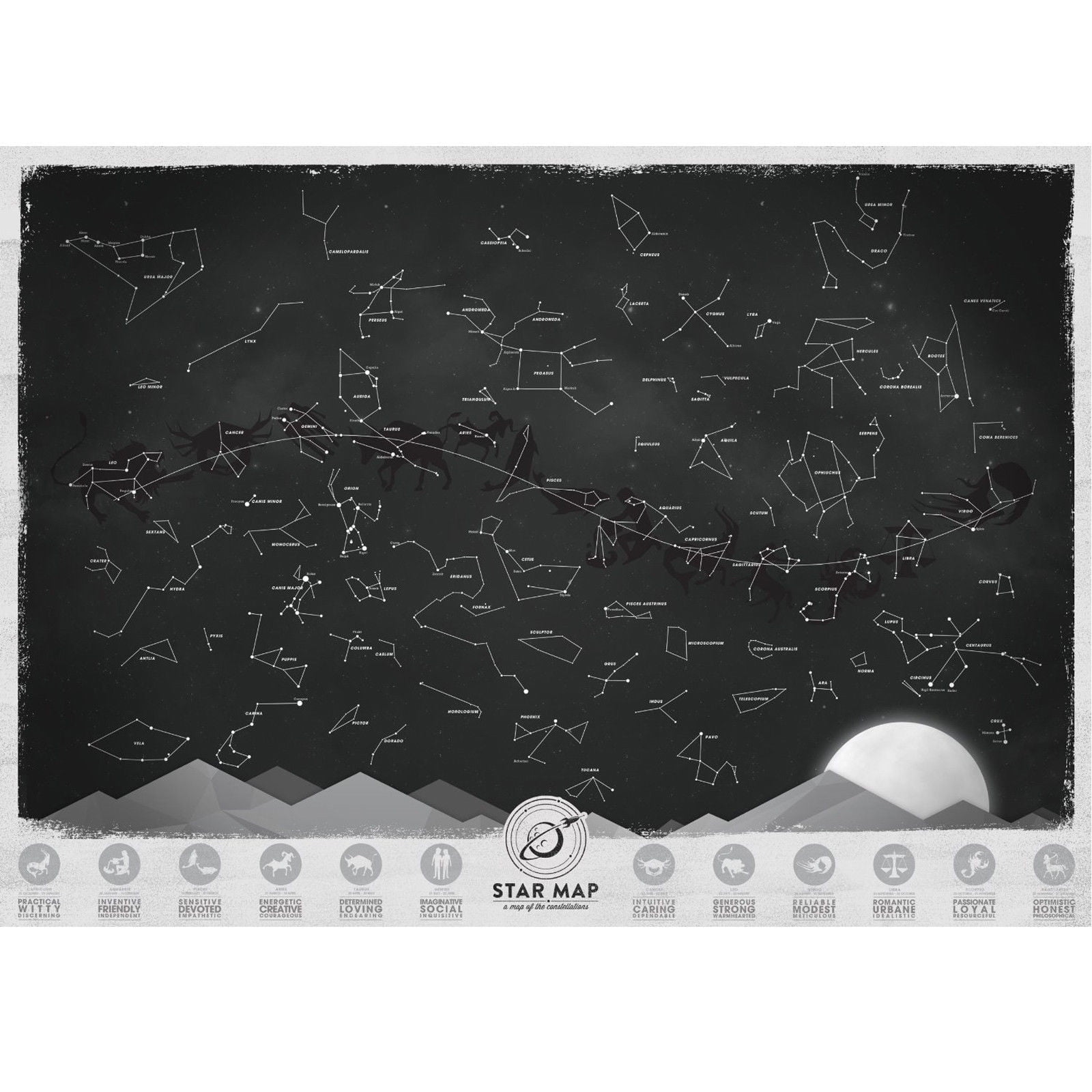 Constellation Map Glow In The Dark Wall Stickers Luminous Star ...