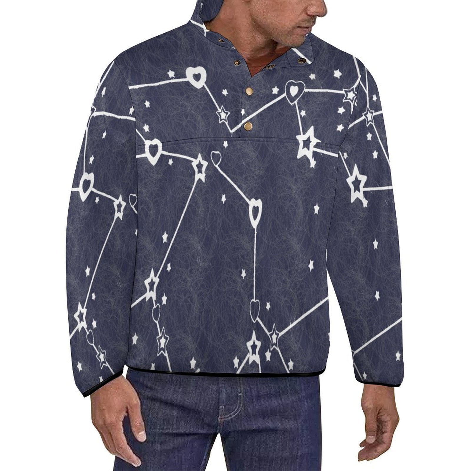 Constellation Men's Stand Collar Sweater Long Sleeve Clothing Loose Fit ...