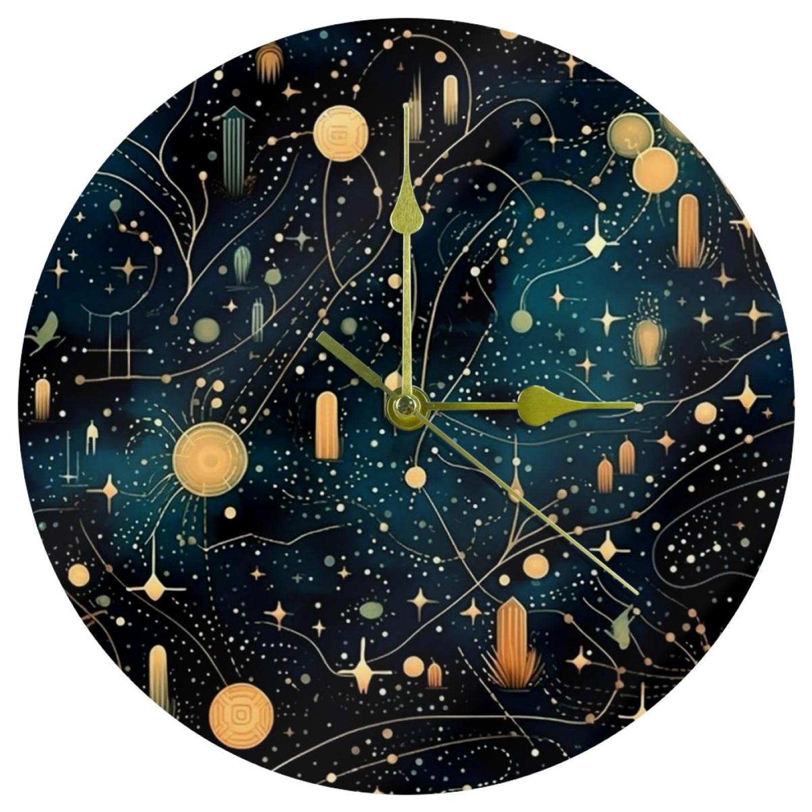 Constellation Modern Round Acrylic Wall Clock, 9.8 Inches, Silent Non Ticking Battery Powered ...