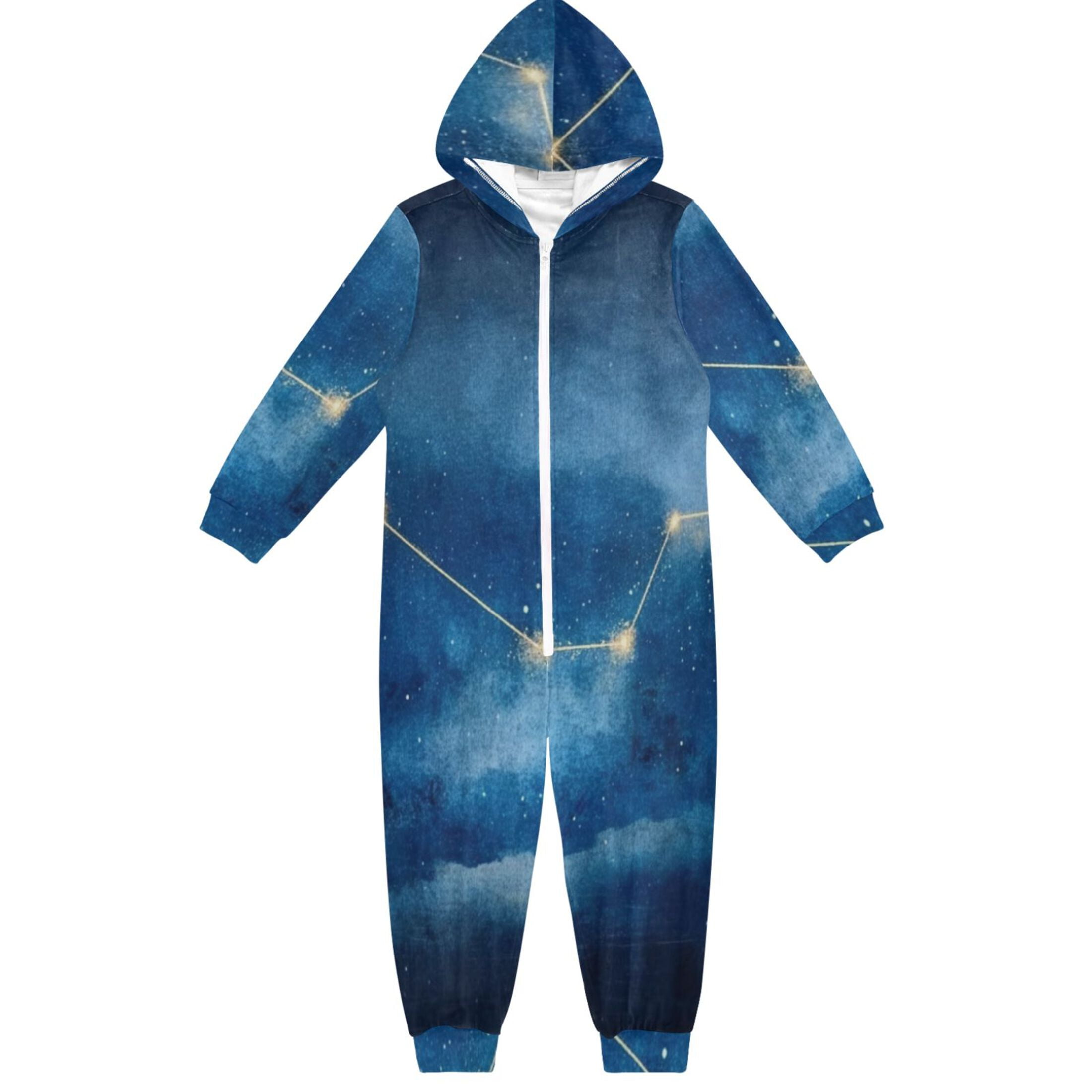 Constellation Night Sky One Piece Pajamas Soft Jumpsuit Cozy Sleep and ...