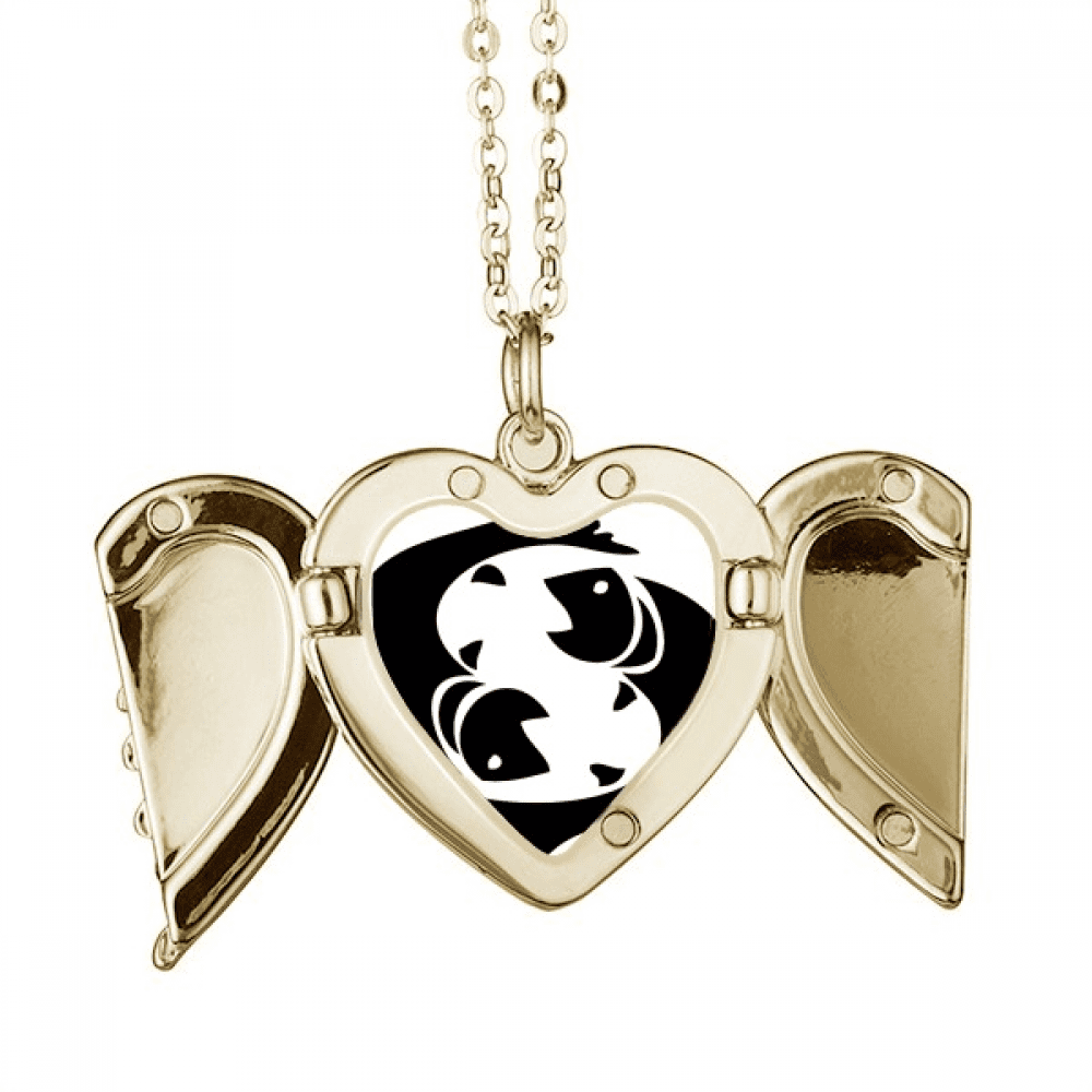 Constellation Pisces Zodiac Sign Folded Wings Peach Heart Pendant ...