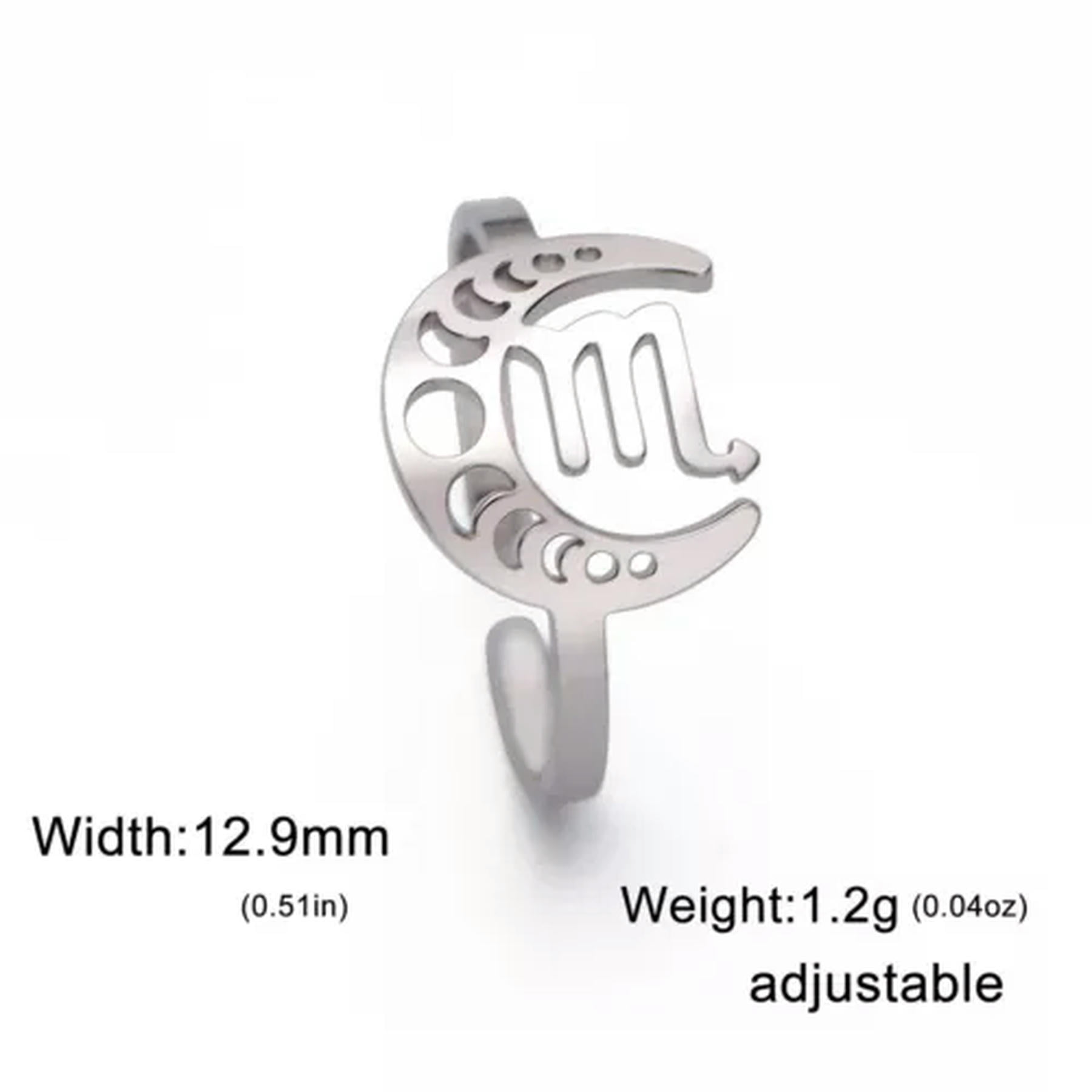 Constellation Rings Stainless Steel 12 Zodiac Open Ring Taurus Leo ...
