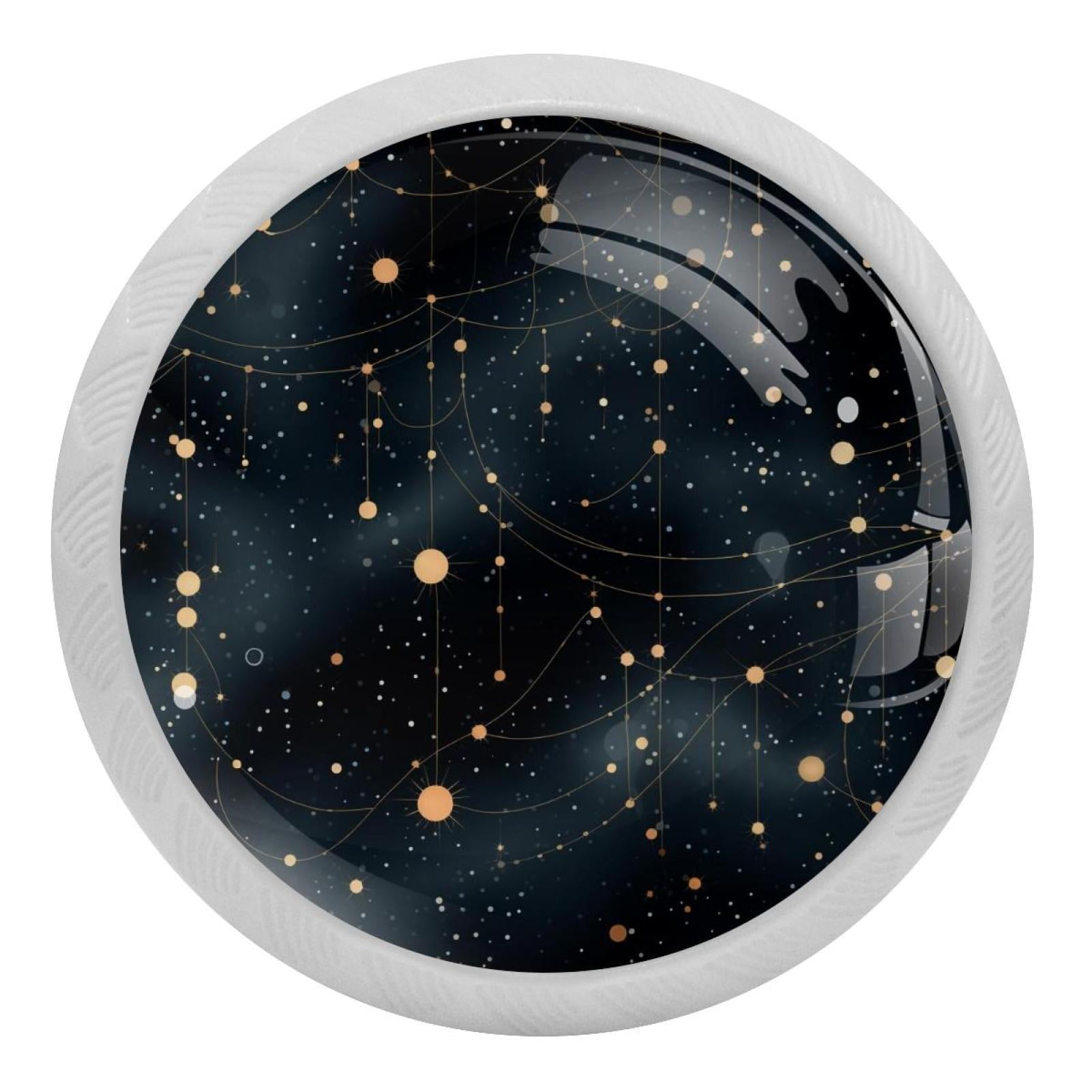 Constellation Round Glow-in-the-Dark Door Knobs 4-Pack with Screws - Fluorescent Drawer Pulls ...