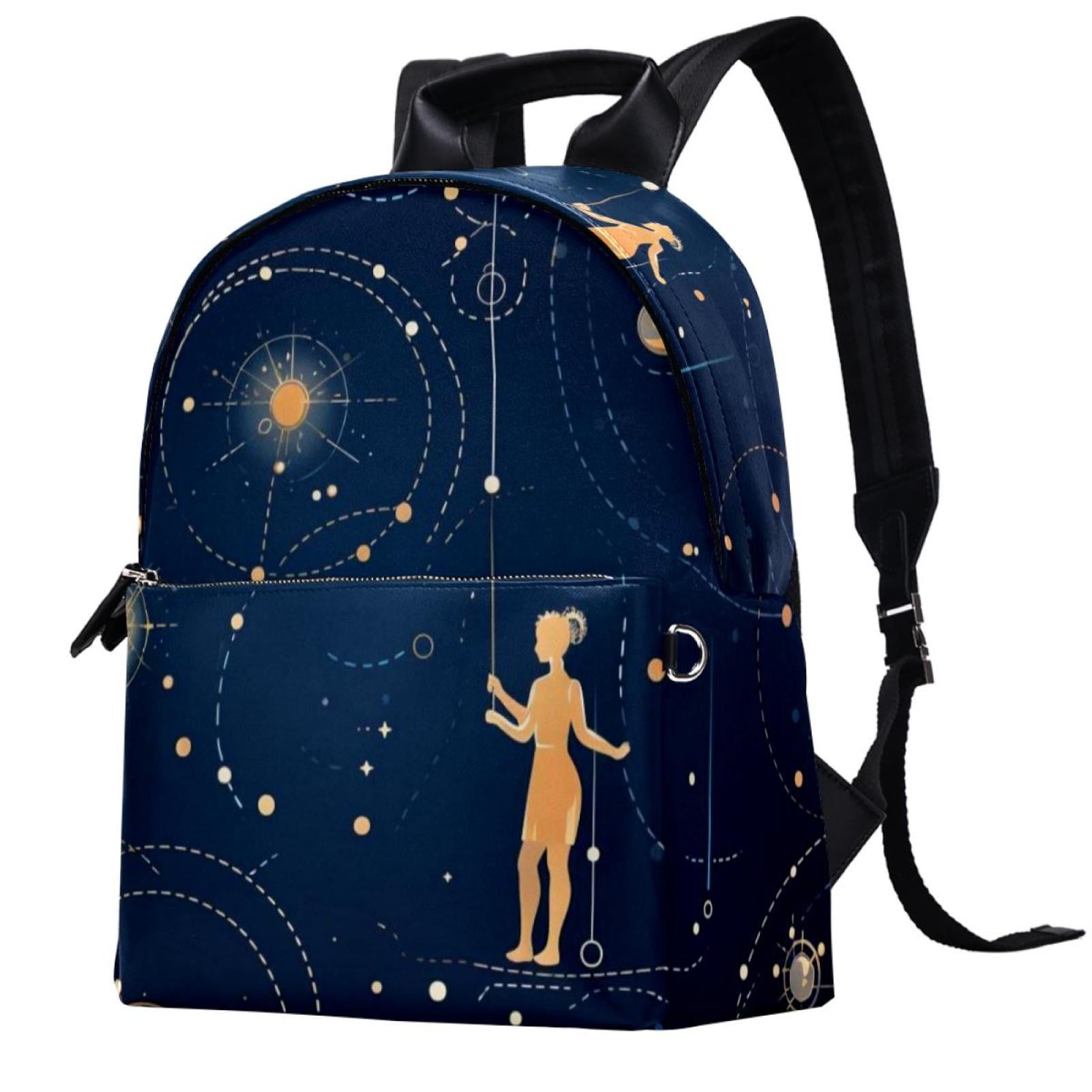 Constellation Stylish Leather Business Camping Backpack, Lightweight Cute Backpacks with ...