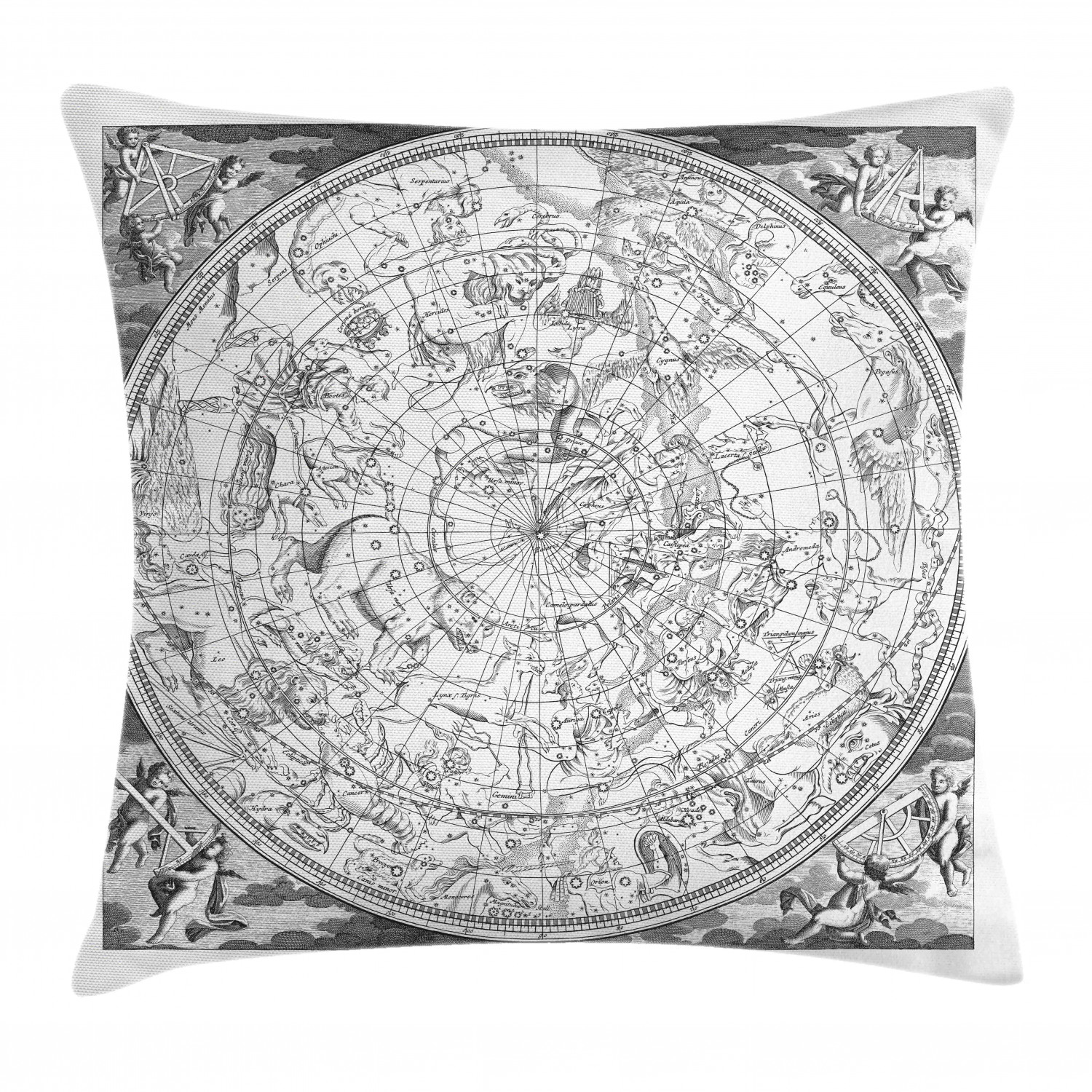 Constellation Throw Pillow Cushion Cover, Detailed Vintage Boreal ...
