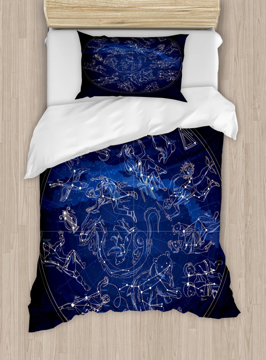 Constellation Twin Size Duvet Cover Set, Antique Sky Map with Hand ...