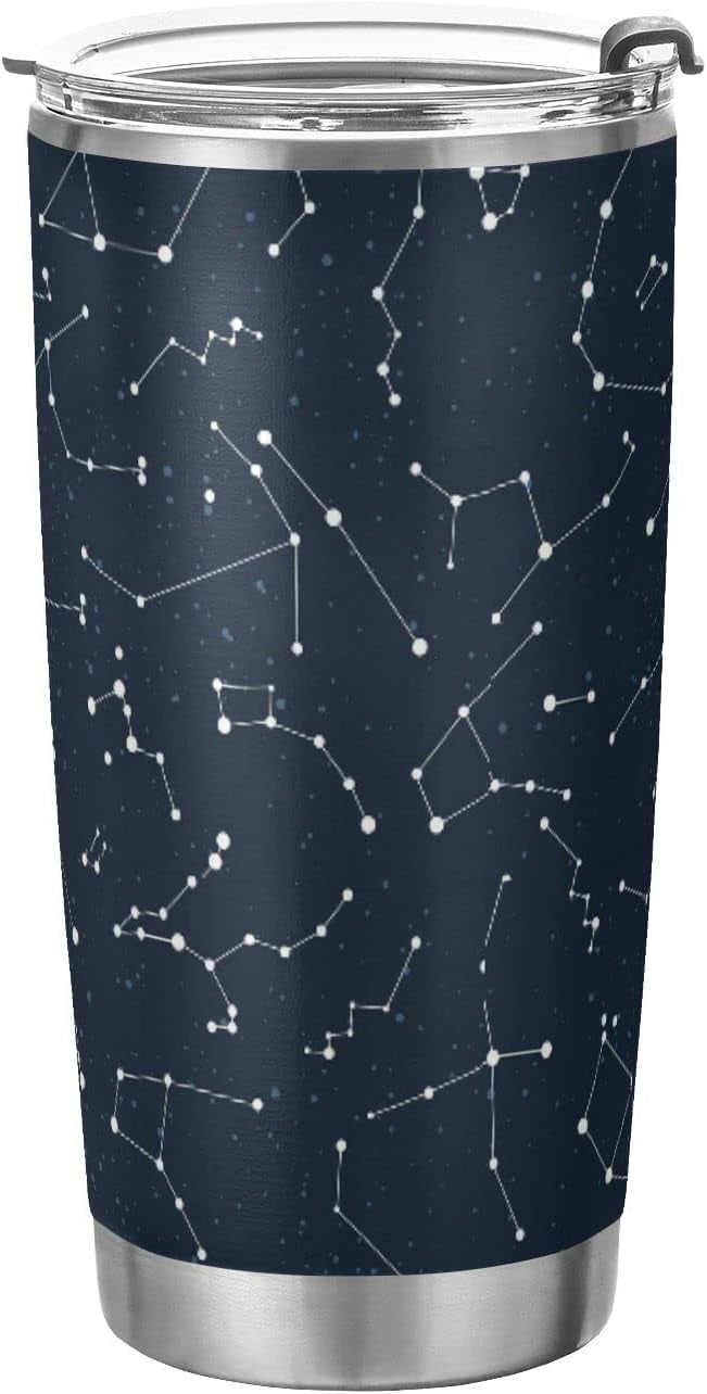 Constellations Map Stars Tumbler with Lid and Straw Stainless Steel ...