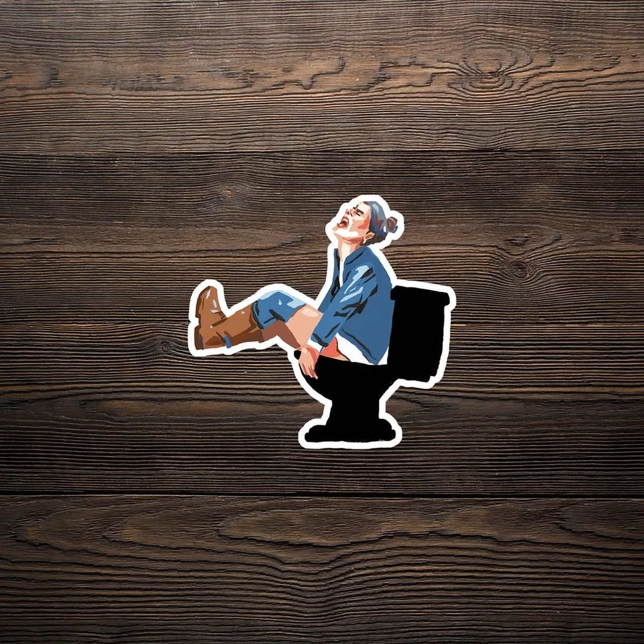 Constipated Man On Toilet Sticker - Bathroom Decorphone Decal Water ...