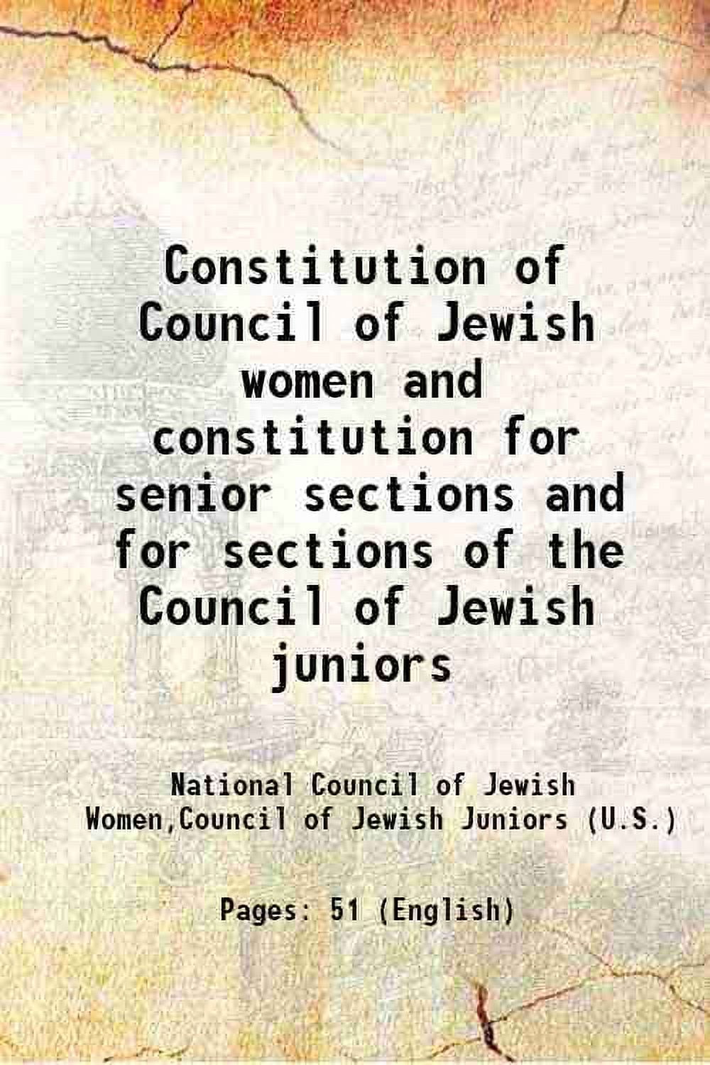 Constitution of Council of Jewish women and constitution for senior ...