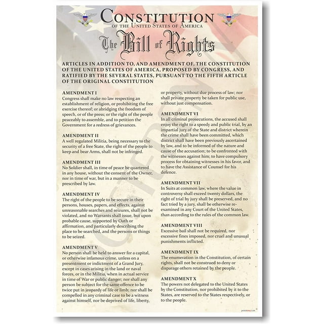 PosterEnvy Exclusive - U.S. Constitution & Bill of Rights, 12"x18" High ...