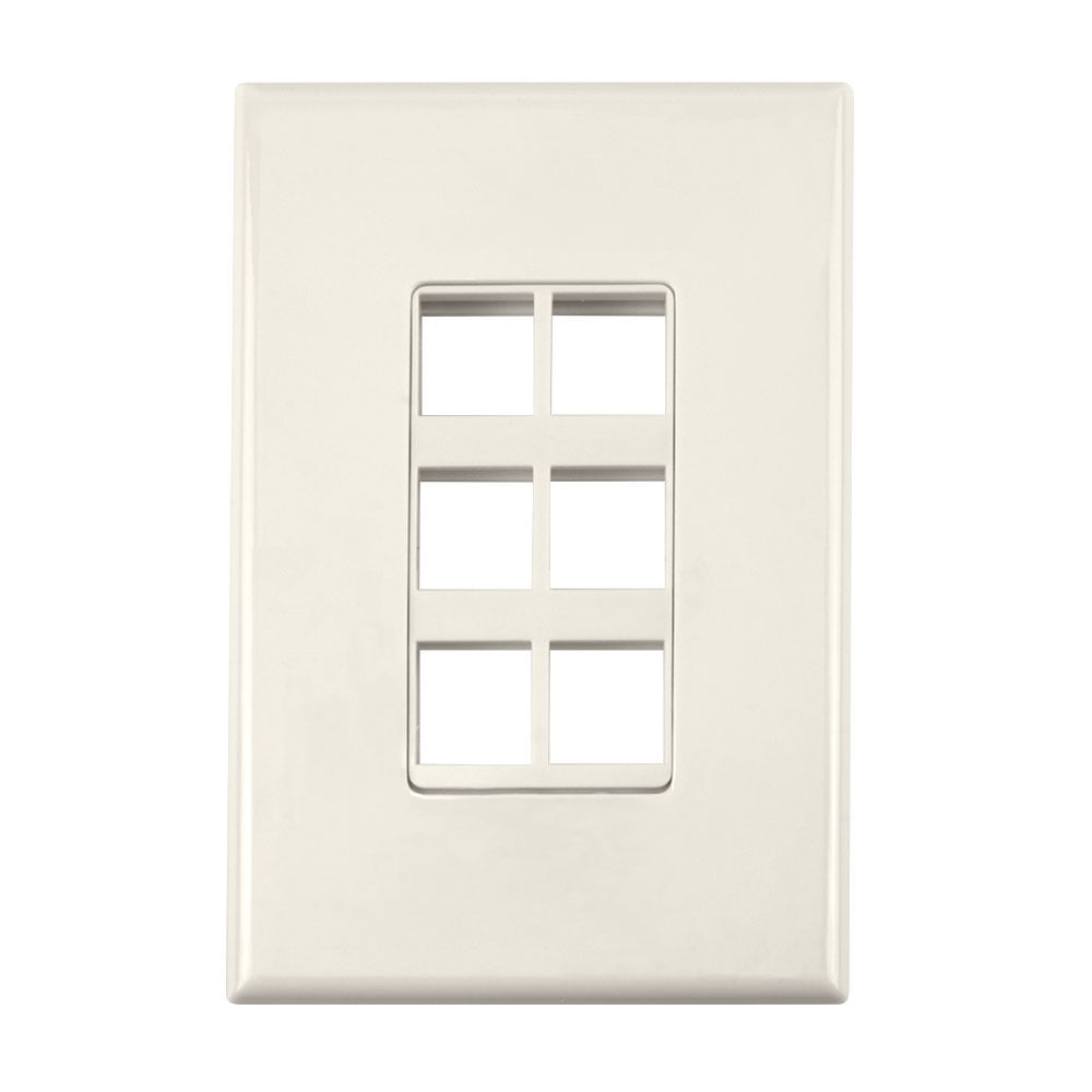 Construct Pro 6-Port Keystone Wall Plate with Screwless Face (Color ...