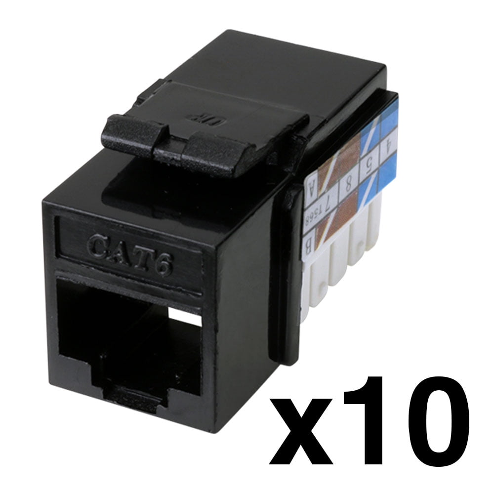 Construct Pro Cat6 (RJ-45) Keystone Jack (10-Pack, Black) Manufactured ...
