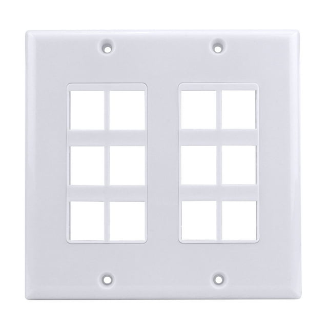 Construct Pro Double-Gang 12-Port Keystone Wall Plate (Color: White ...