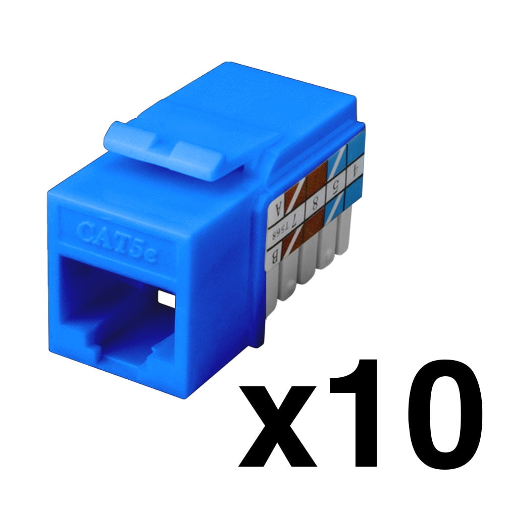 Construct Pro RJ45 Cat5e Keystone Jack Insert Cable Connector (10-Pack ...