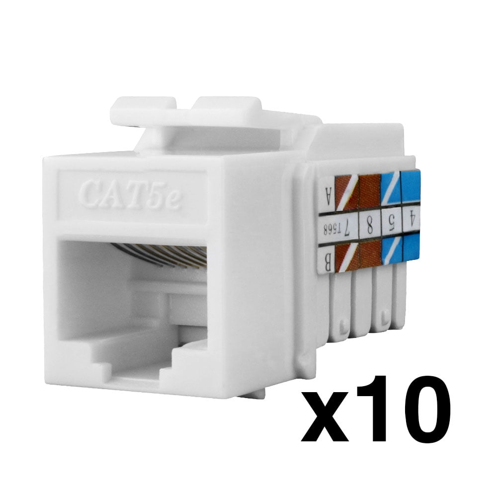 Construct Pro RJ45 Cat5e Keystone Jack Insert Cable Connector (10-Pack ...