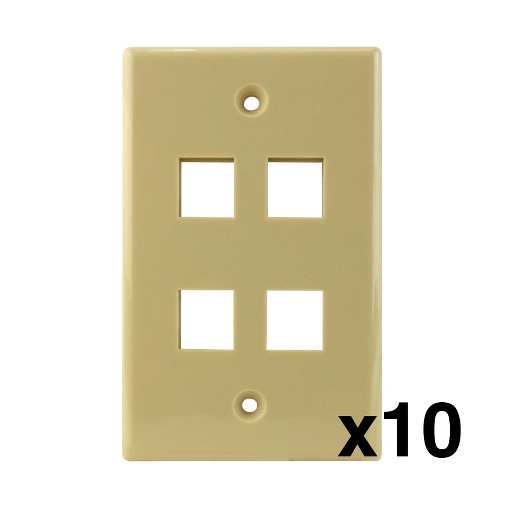 Construct Pro Single-Gang 4-Port Keystone Wall Plate (10 Pack, Color ...