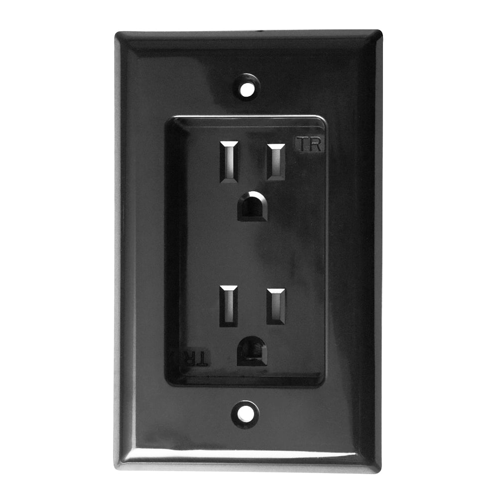 Construct Pro Single Gang Recessed Dual Power Outlet (Black, 15 Amps ...