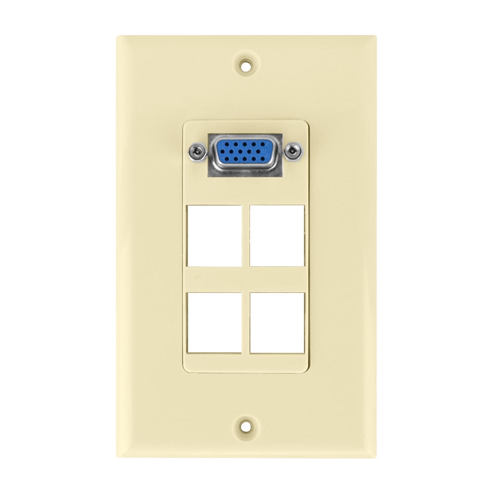 Construct Pro VGA Keystone Wall Plate (4 Ports, Color: Ivory) - Walmart.com