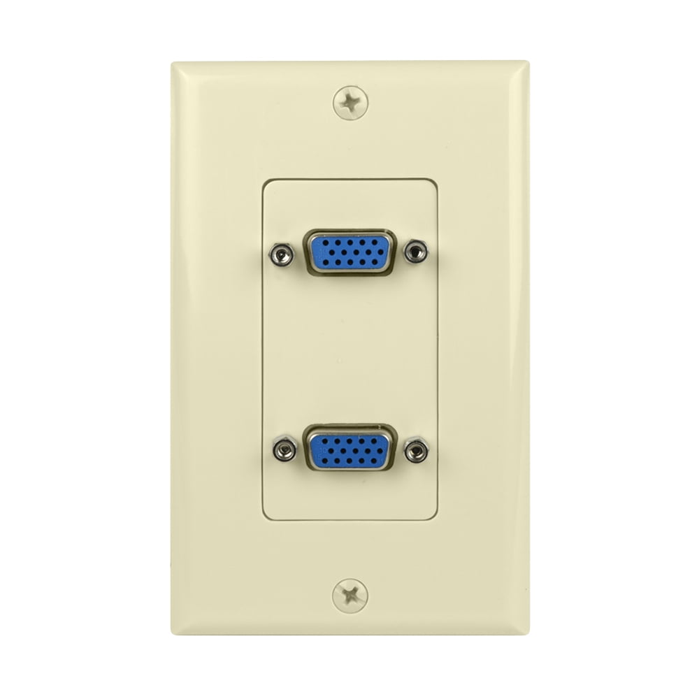 Construct Pro Wall Plate with Dual Female VGA Pass Throughs (Ivory ...