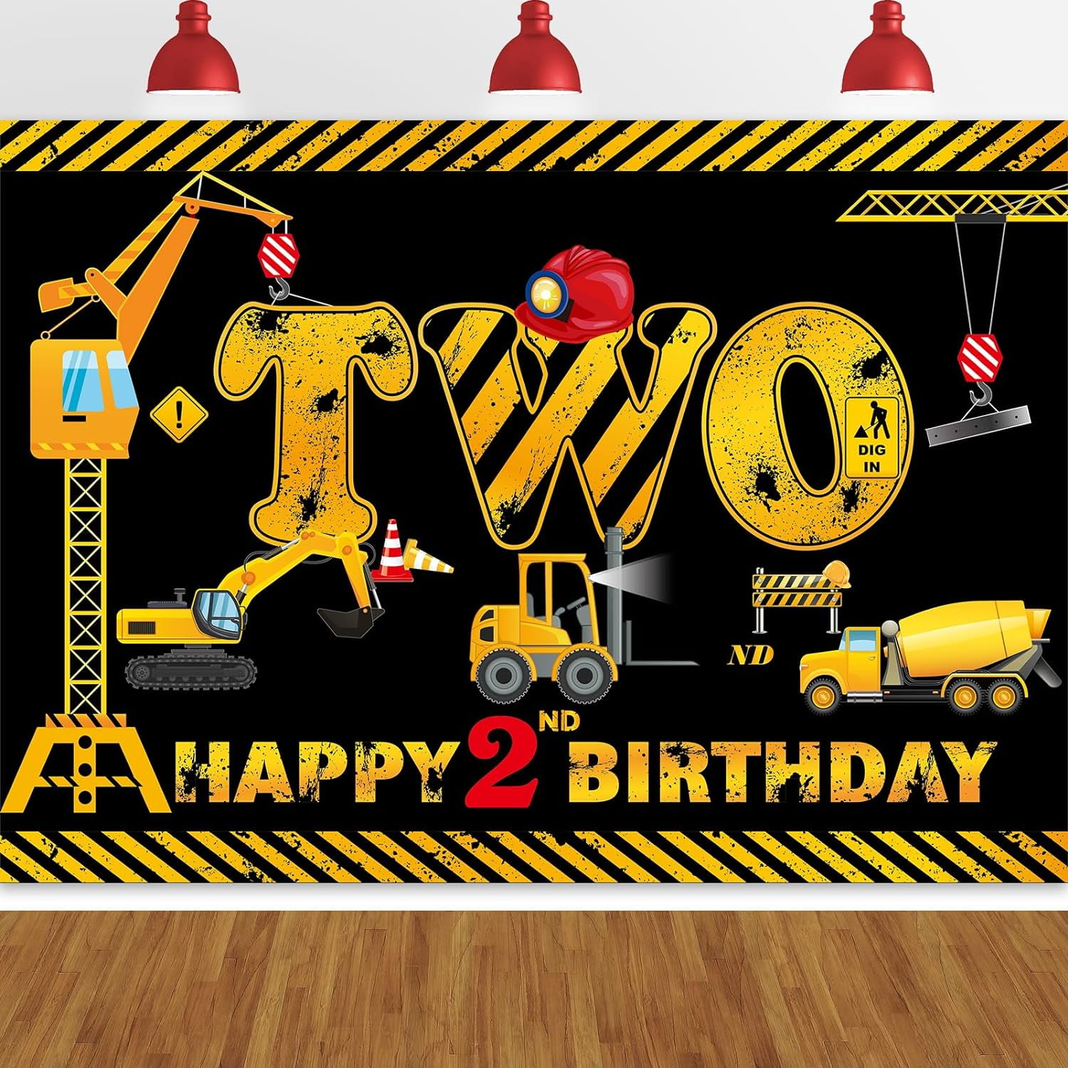 Construction 2nd Birthday Backdrop,Construction Banner Digger Backdrop ...