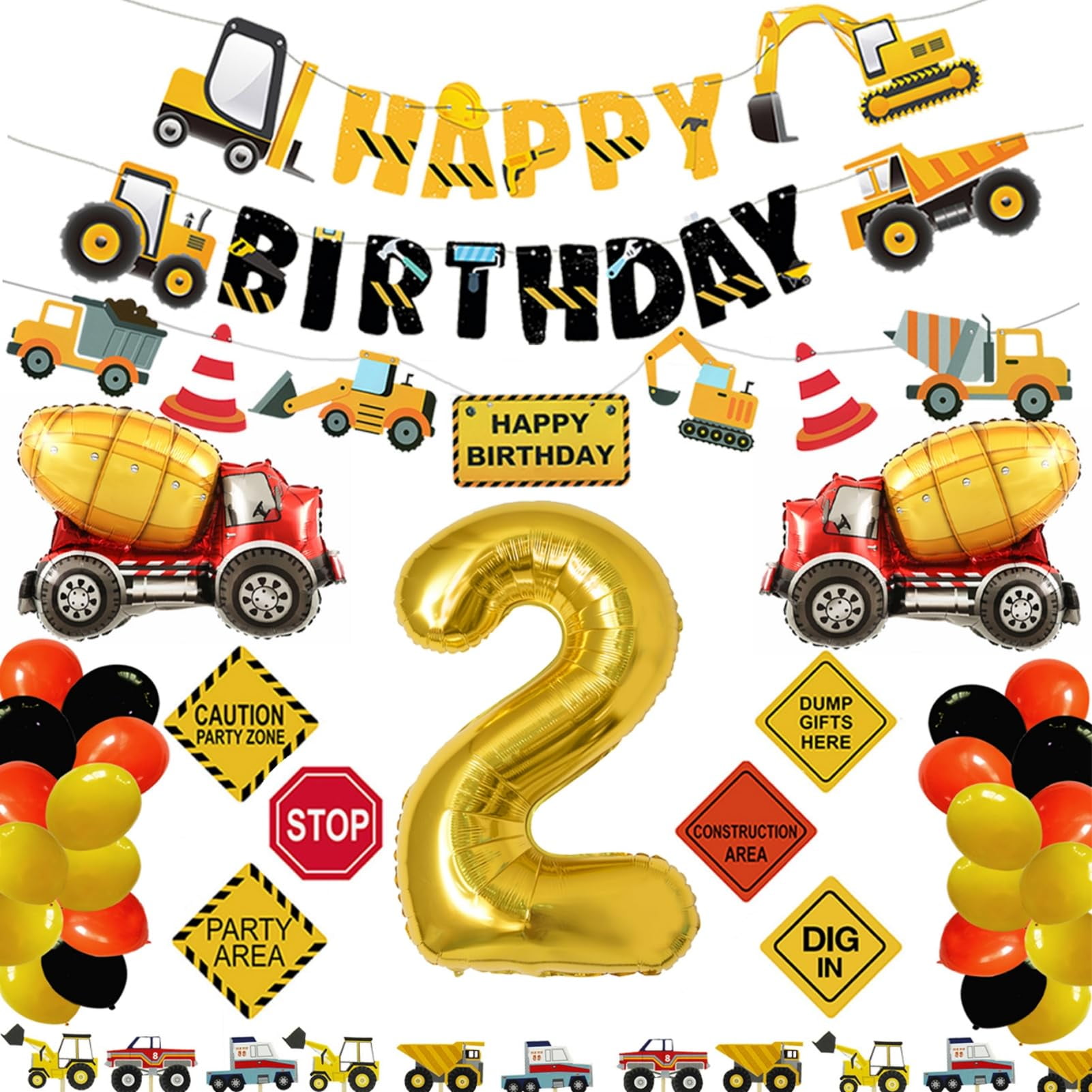 Construction 2nd Birthday Party Supplies Dump Truck Party Decorations ...