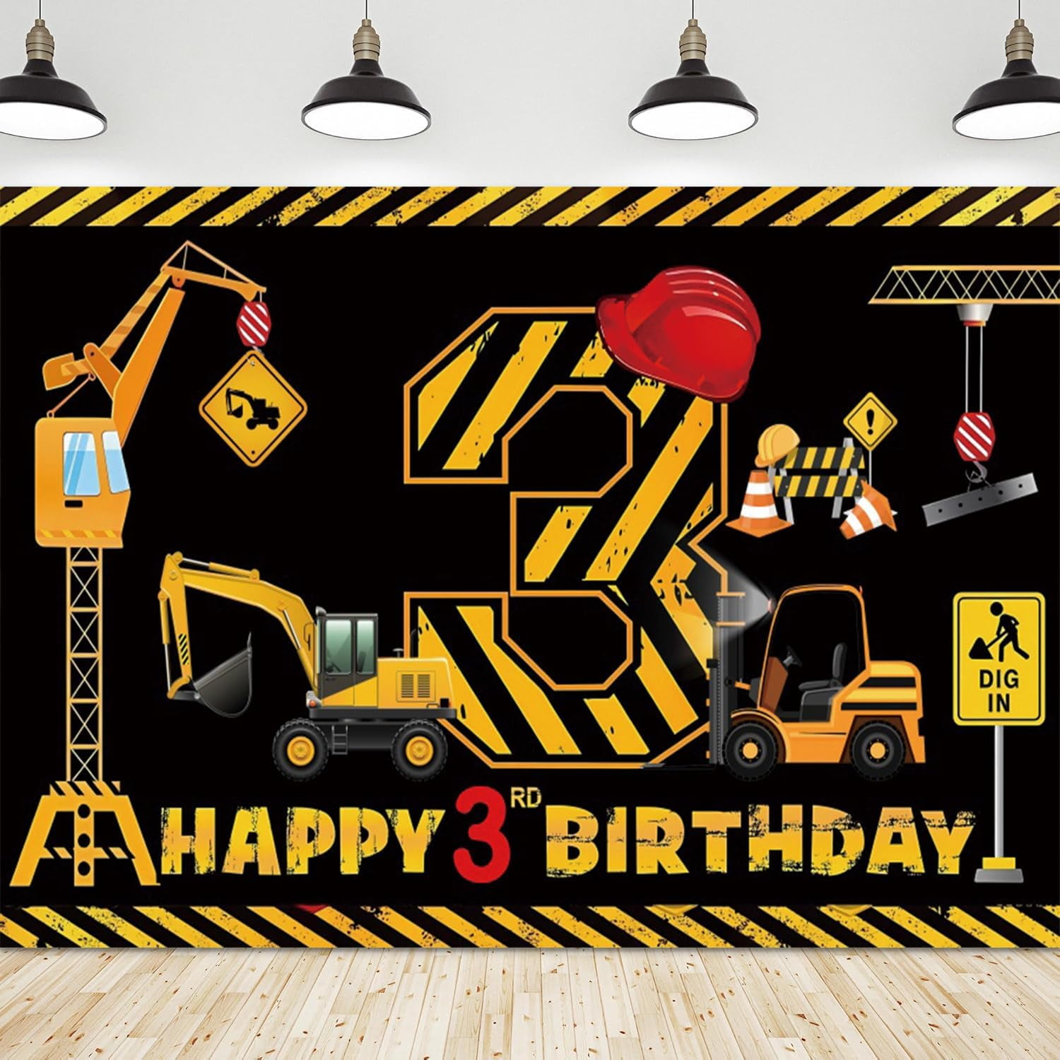 Construction 3rd Birthday Backdrop for Boys Kids Dump Truck ...