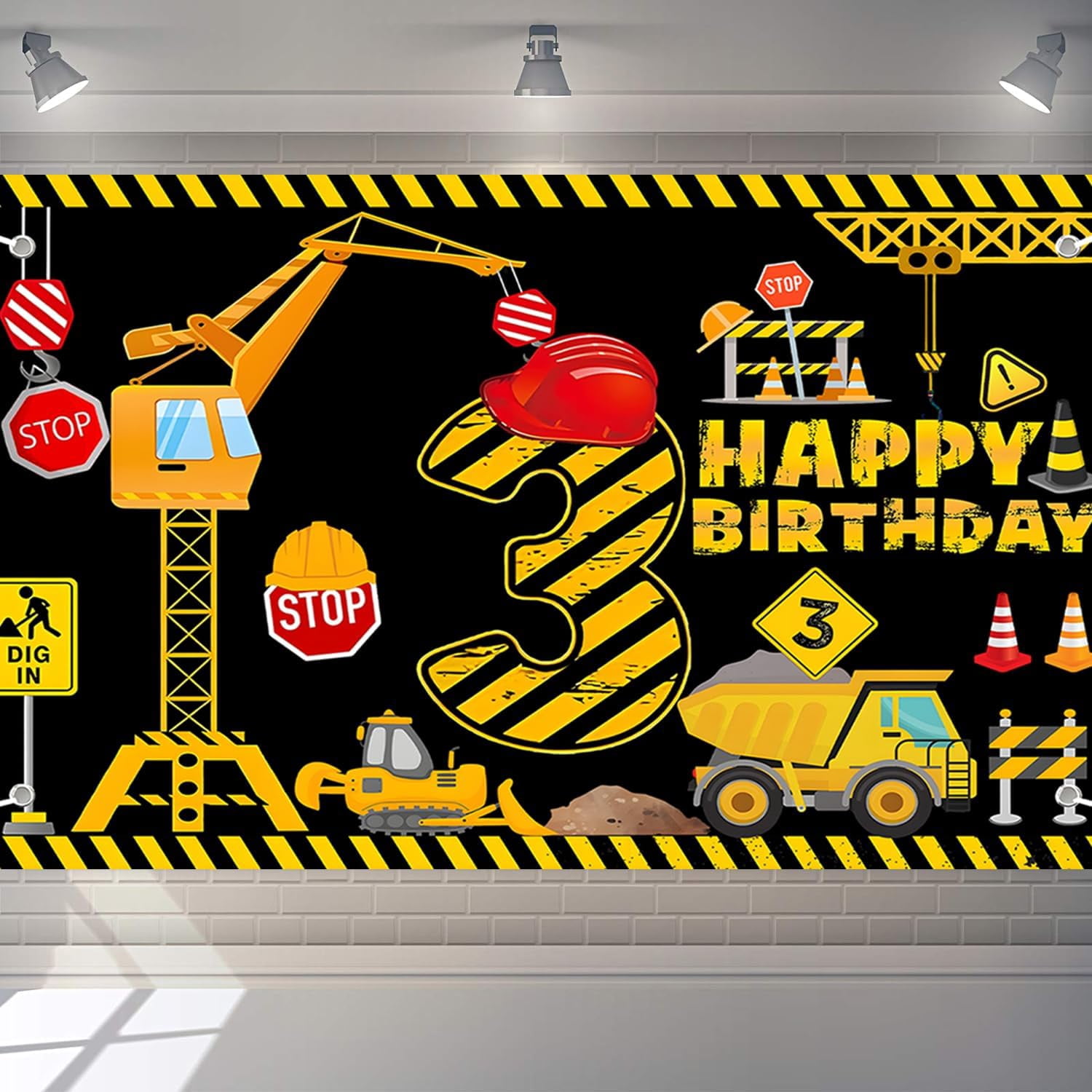 Construction 3rd Birthday Party Photography Backdrop Banner Dump Truck ...