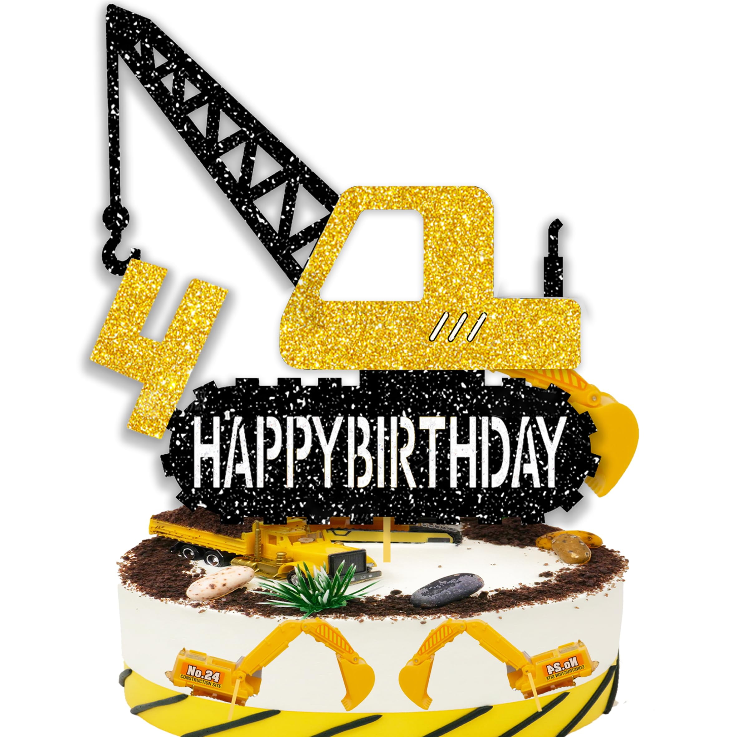 Construction 4th Birthday Decorations，4th STF9 Birthday Cake Topper，4th Birthday Decorations ...