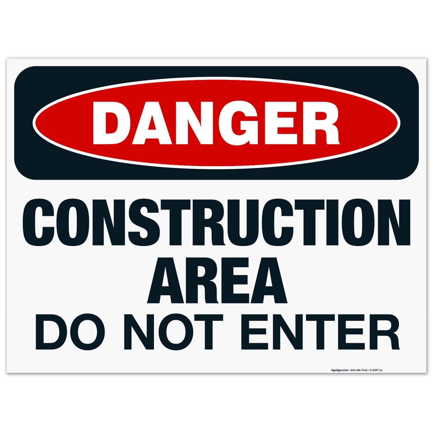 Construction Area Do Not Enter Sign, OSHA Danger Sign, 18x24 Corrugated ...