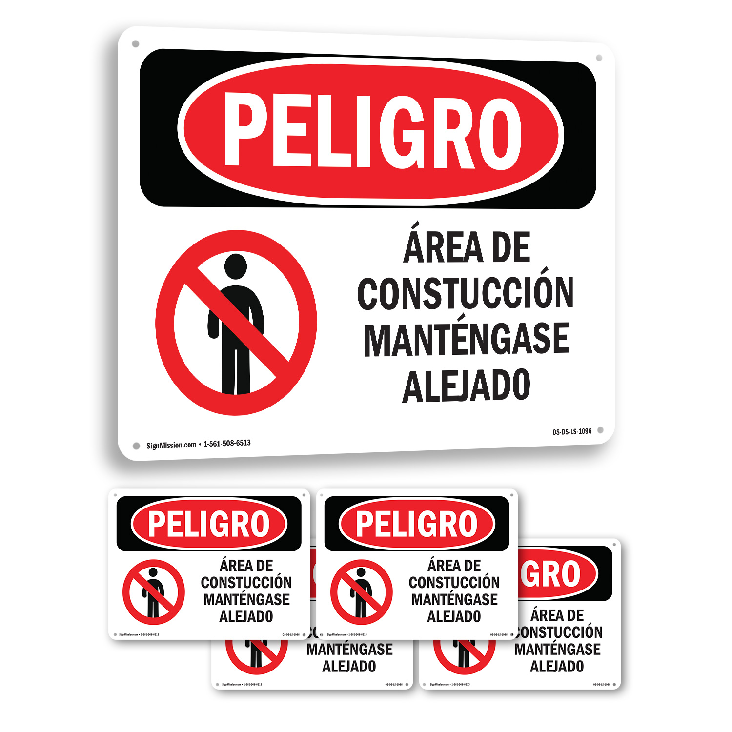 Construction Area Keep Out Spanish OSHA Danger Rigid Plastic Sign 10 ...