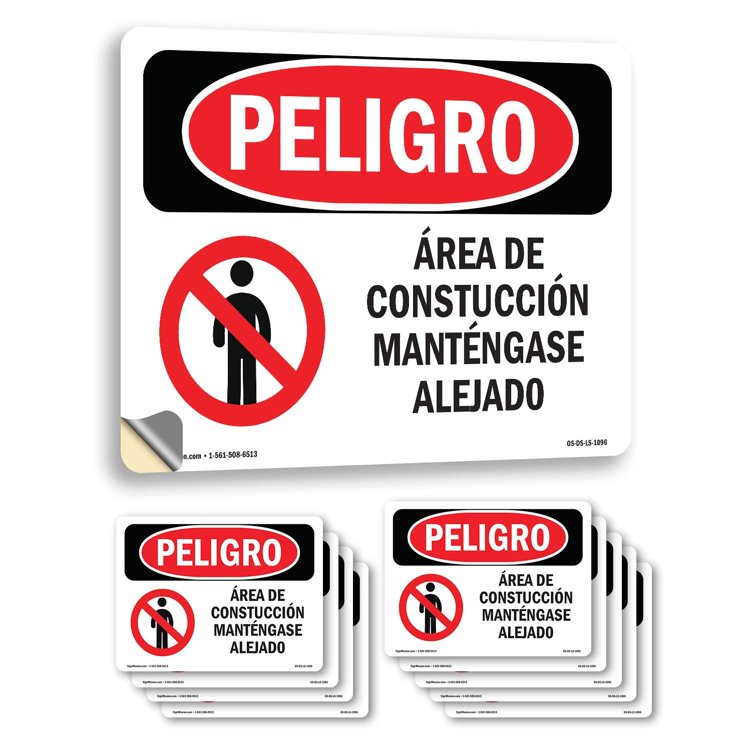 Construction Area Keep Out Spanish OSHA Danger Vinyl Decal Label 24 ...