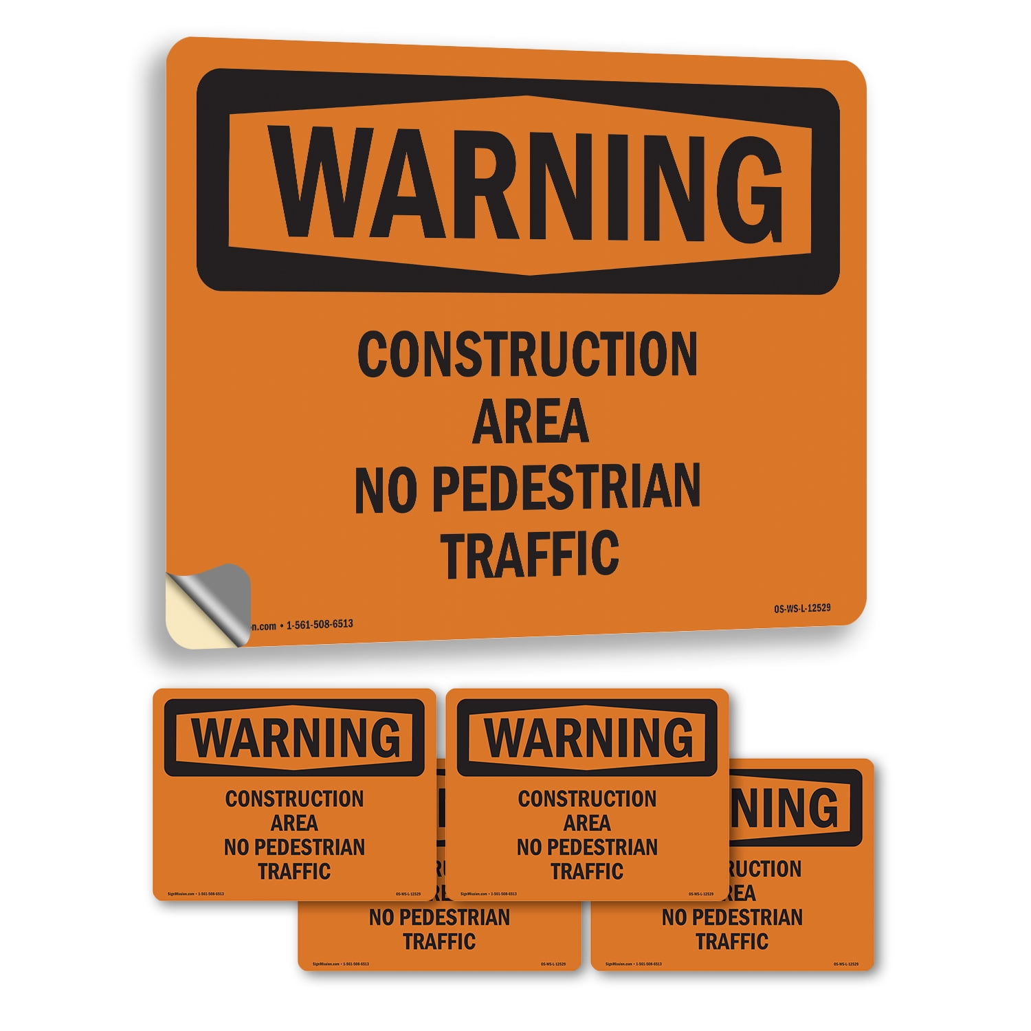 Construction Area No Pedestrian Traffic OSHA WARNING Vinyl Decal Label ...