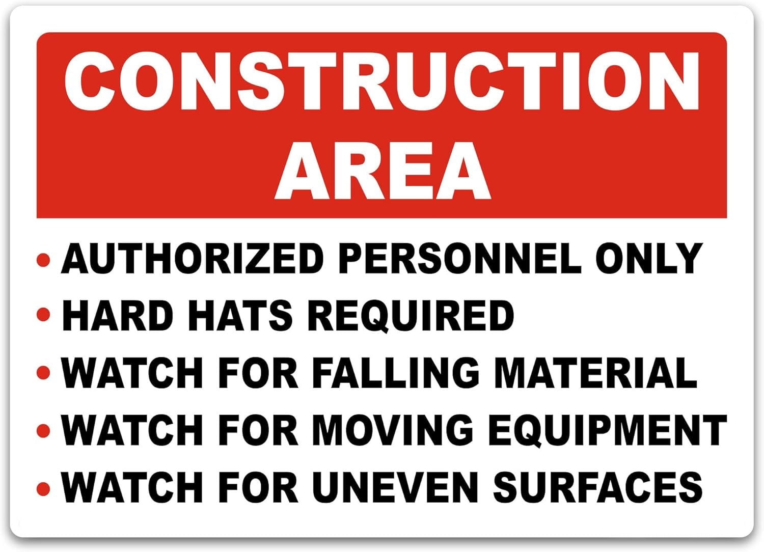 Construction Area Rules Warning Metal Sign Tin Signs Aluminum Sign for ...
