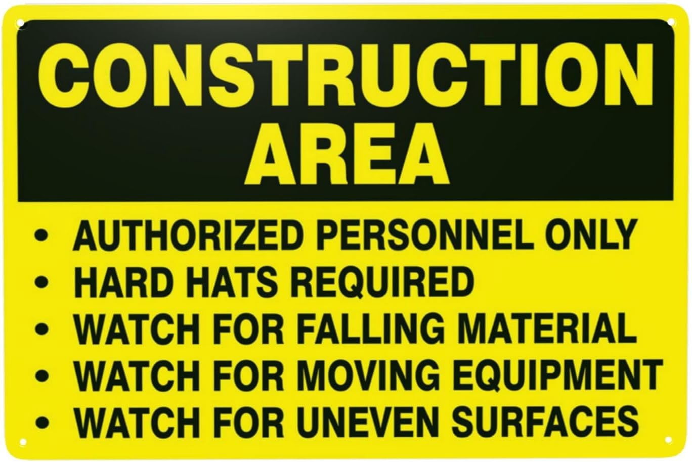 Construction Area Sign, Authorized Personnel Only Warning Sign ...