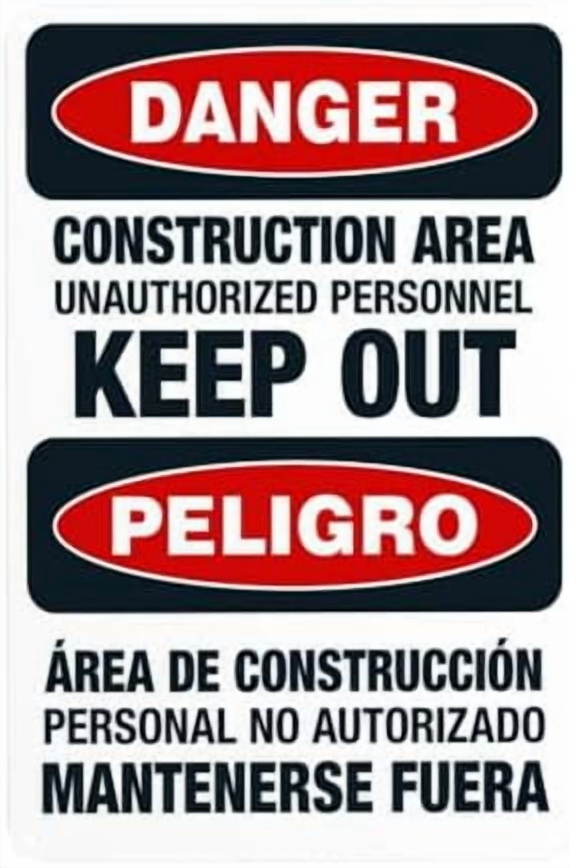 Construction Area Unauthorized Personnel Keep Out Bilingual Warning ...