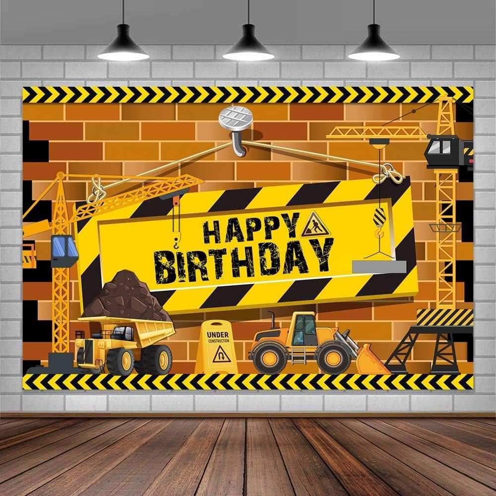 Construction Backdrop Happy Birthday Backdrop Background Boy Birthday ...