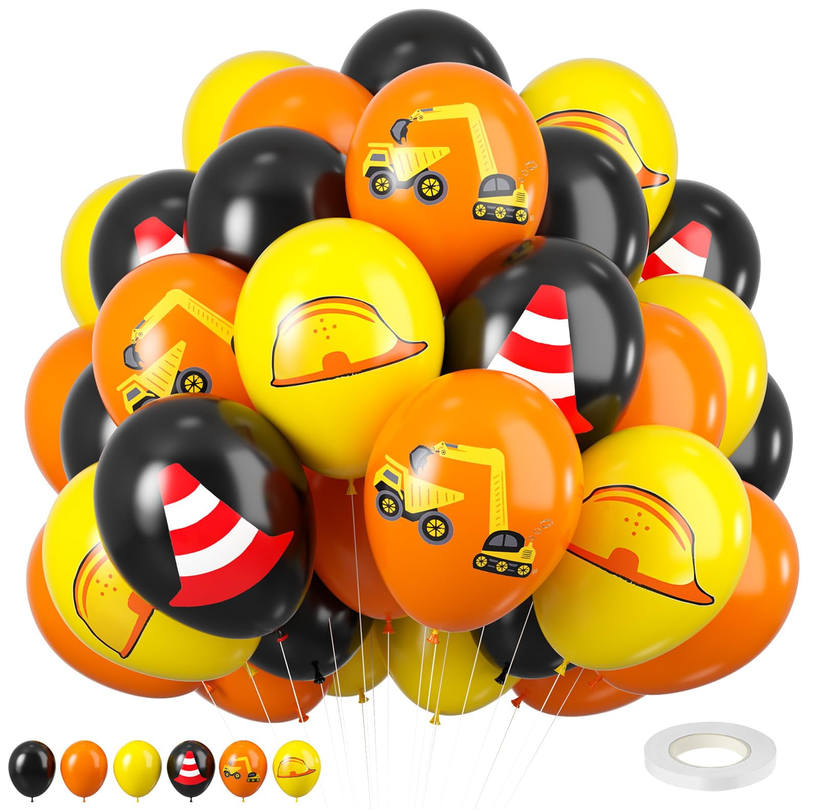 Construction Balloons, 12 inch SSF20 Black Orange Yellow Balloons ...