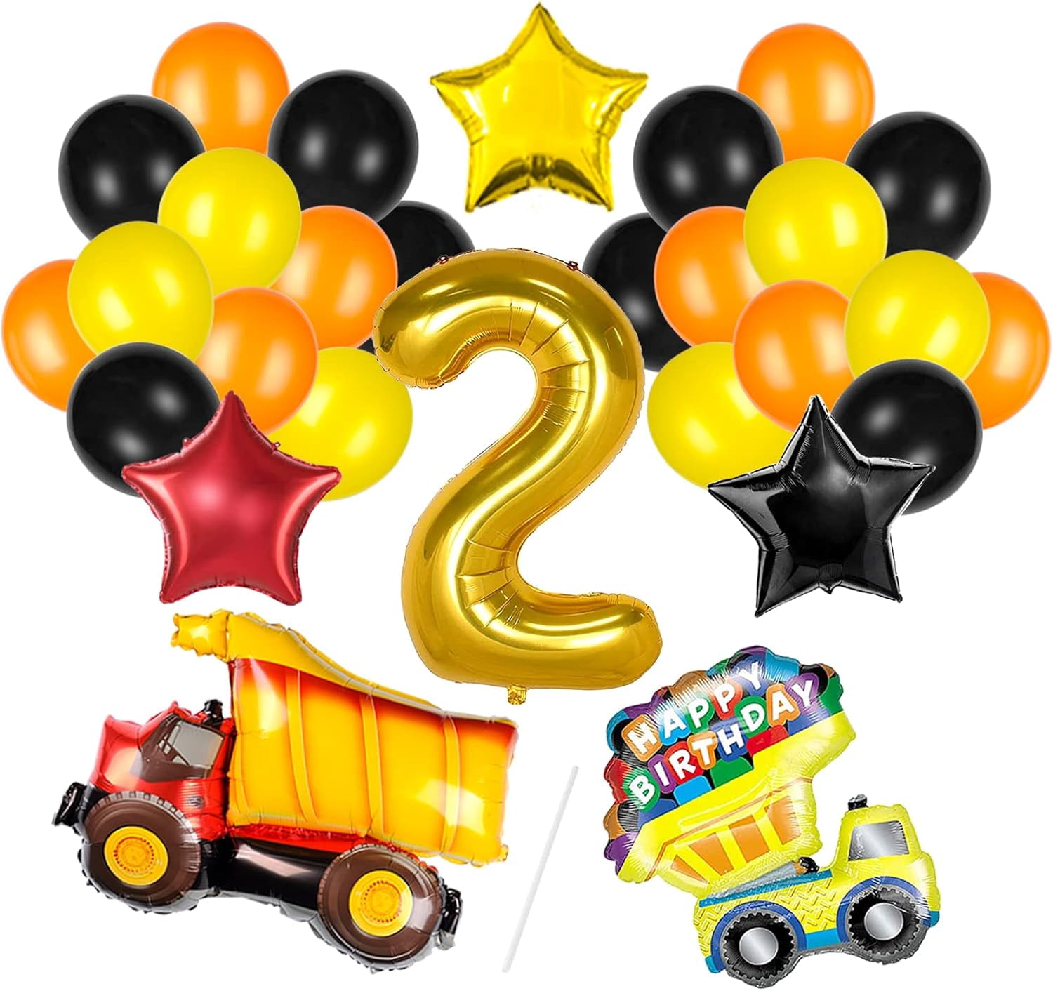 Construction Balloons for 2nd Birthday Decorations for Boys with Number ...