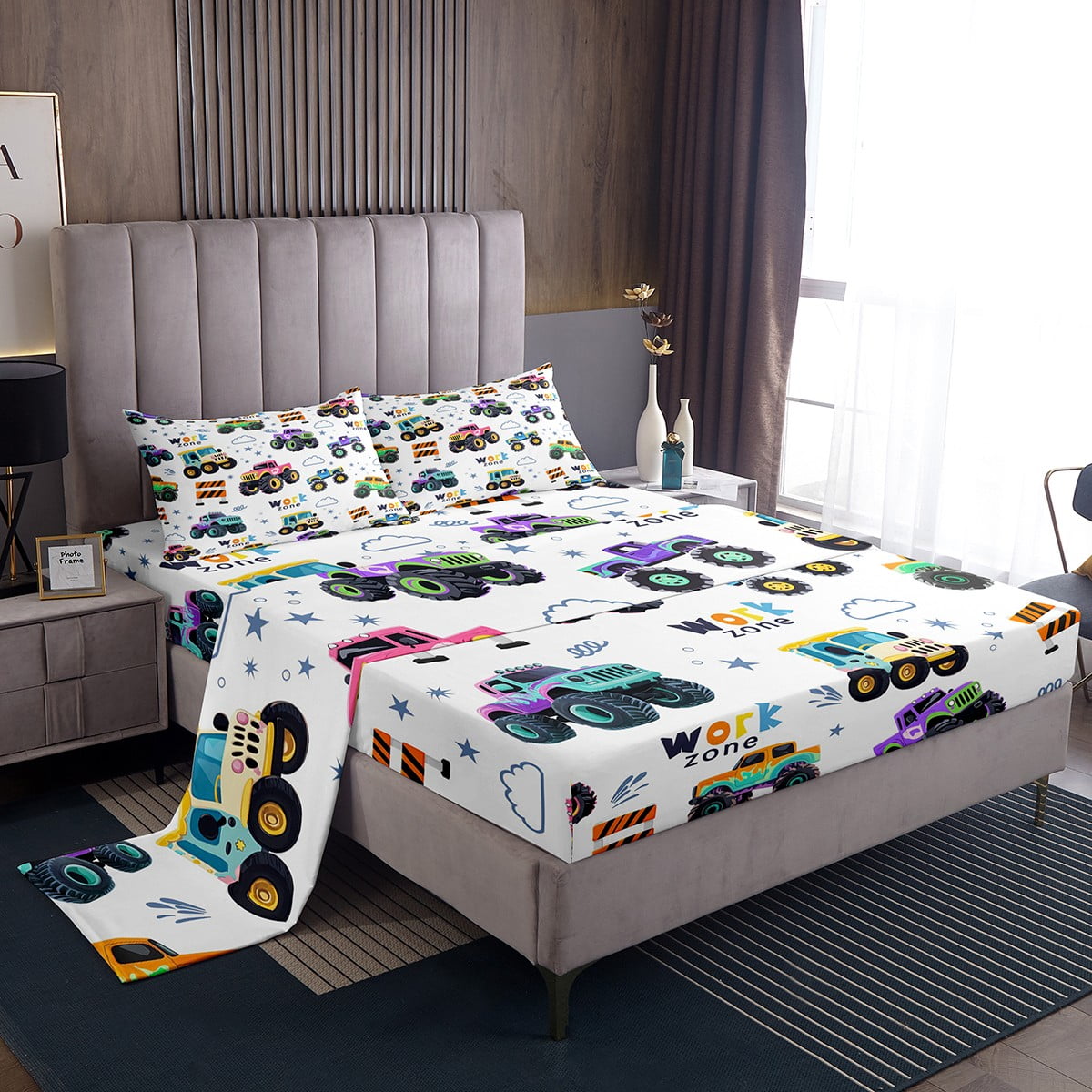 Construction Bed Sheets Set Tractor Sheet Set Twin,Big Wheel Car Sheets ...