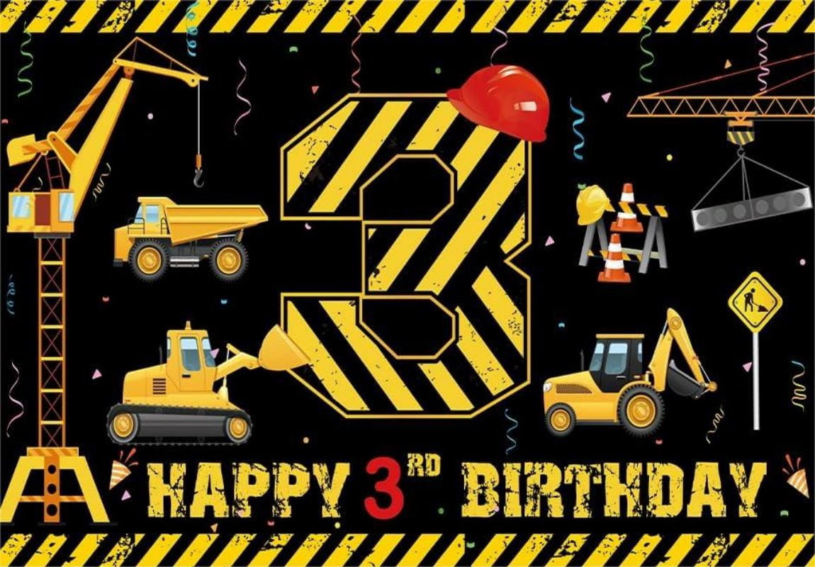 Construction Birthday Backdrop Background Banner Dump Truck Digger Zone ...