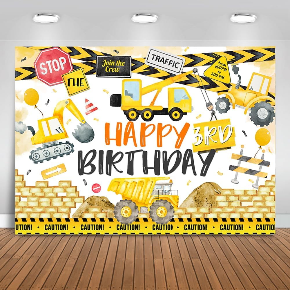 Construction Birthday Backdrop Dump Truck Kids 3rd Birthday Party ...