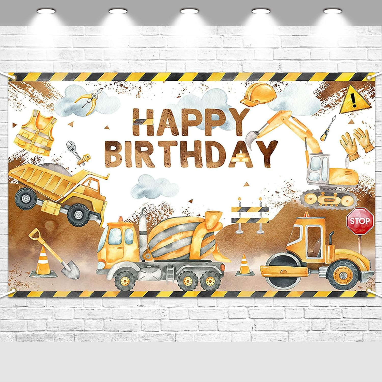 Construction Birthday Banner Excavator Crane Birthday Party Decorations ...