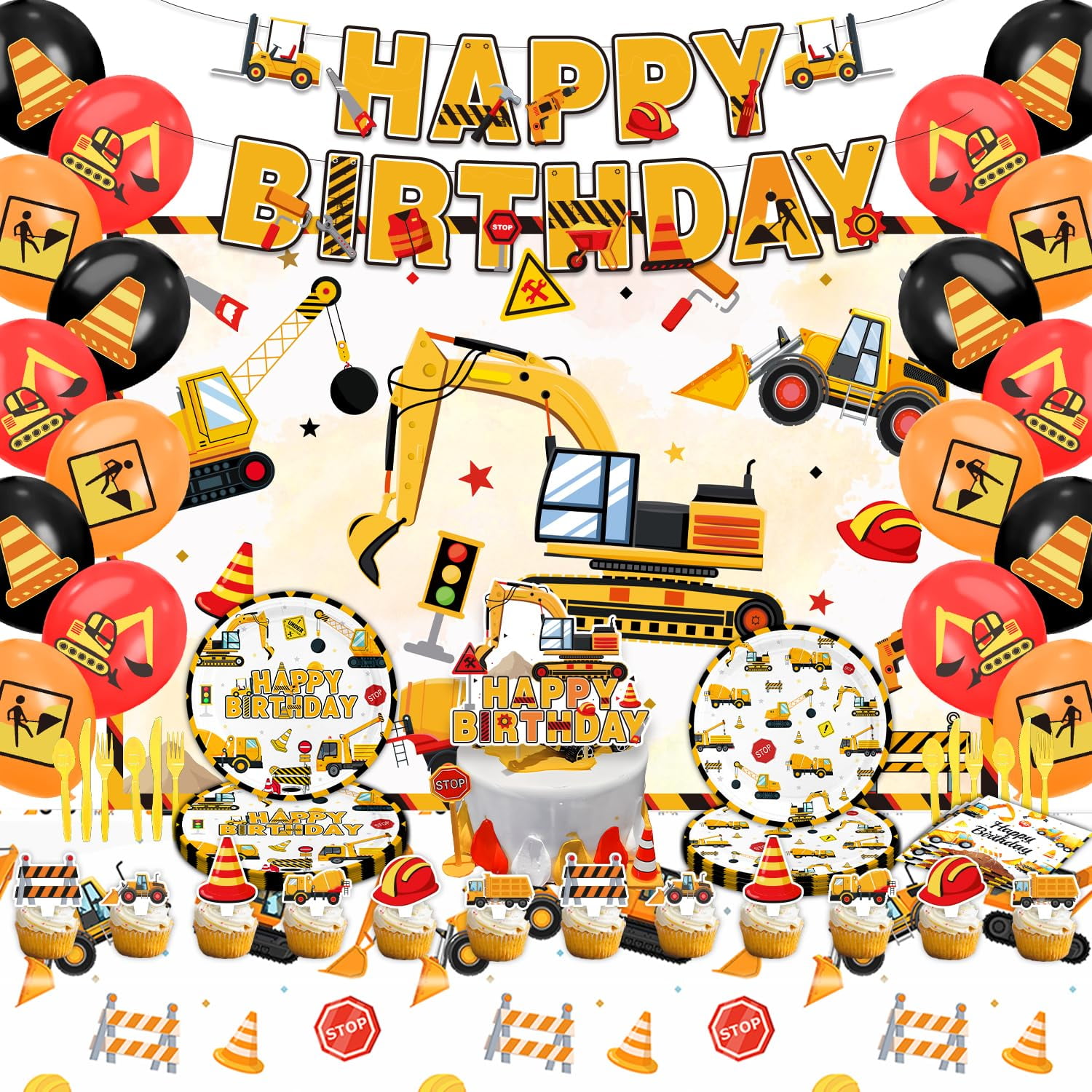 Construction Birthday Decorations，Excavator Party Decorations ...